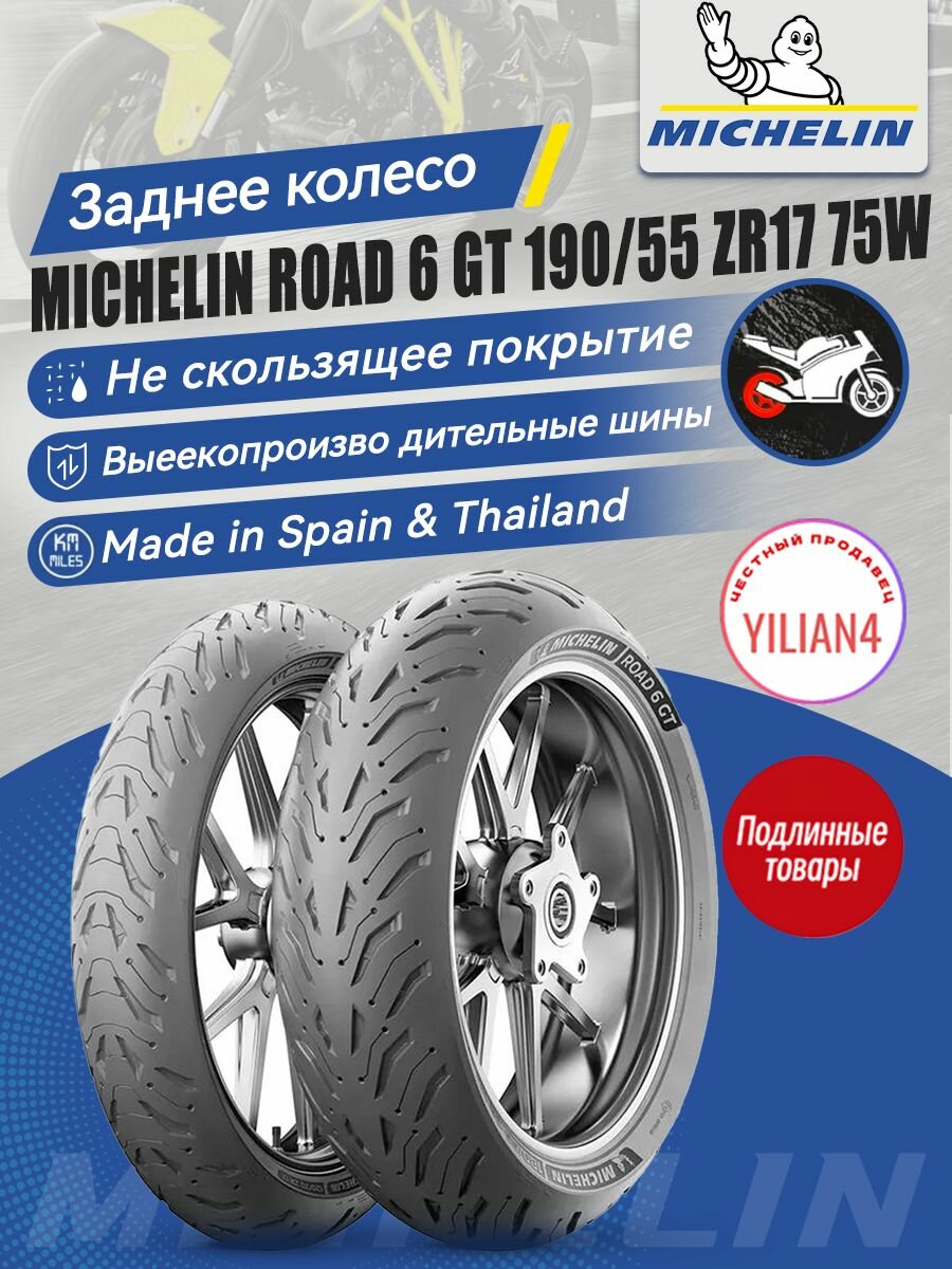 MICHELIN ROAD 6 GT Мотошины 190/55 R17 75 W Rear