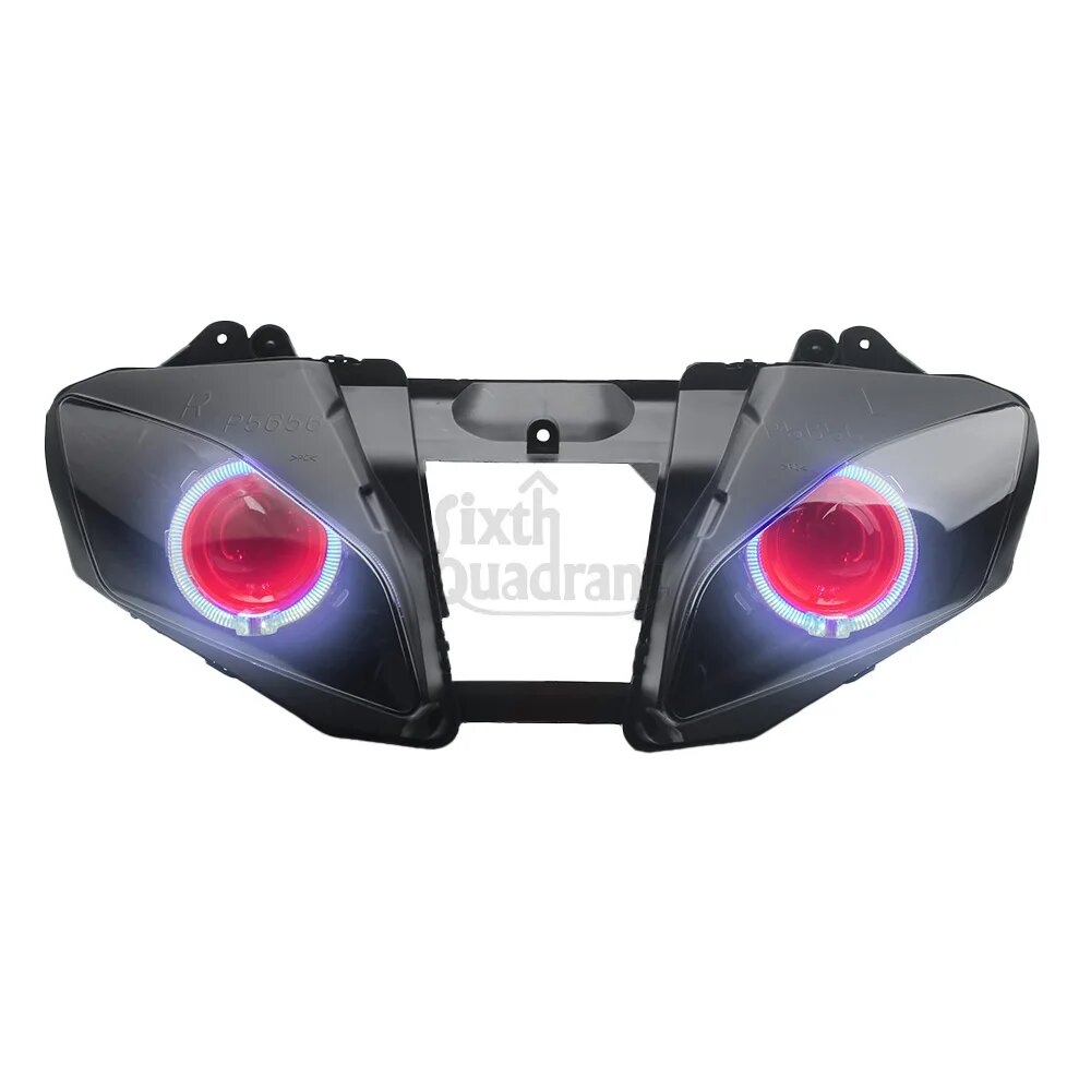 Для Yamaha YZF R6 2006 2007, передняя светодиодная фара в сборе, белый ангел, красный дьявол, глаза, дальний/ближний свет, головной свет, лампа