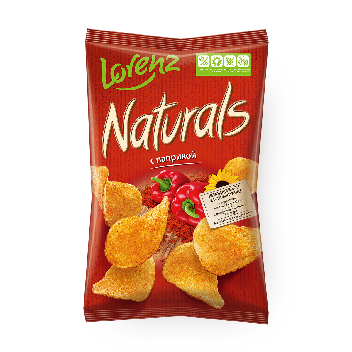 Чипсы Naturals Lorenz, картофельные, с паприкой, 100 г, флоу-пак, 1 шт