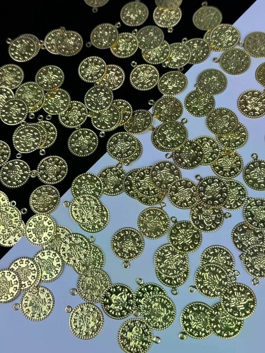 Монетки 100 шт/ 15 мм золото