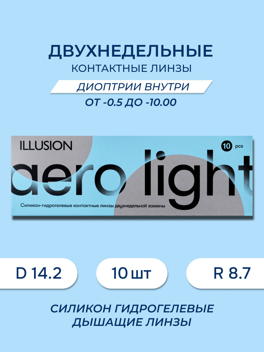 Контактные линзы AERO Light -0.75 / 8.7 / 14.2 / 10шт. / 2 недели