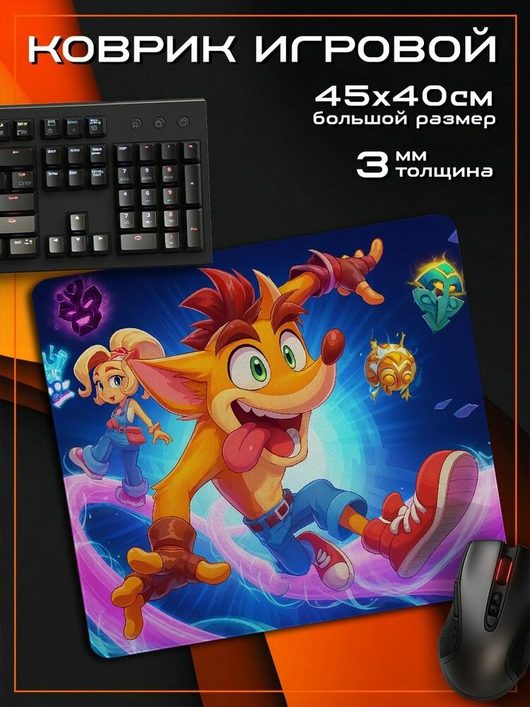 Коврик для мыши 45x40 с принтом Игры crash bandicoot (Крэш бандикут, Sega, Сега, 16 bit, 16 бит, ретро приставка) - 12511387