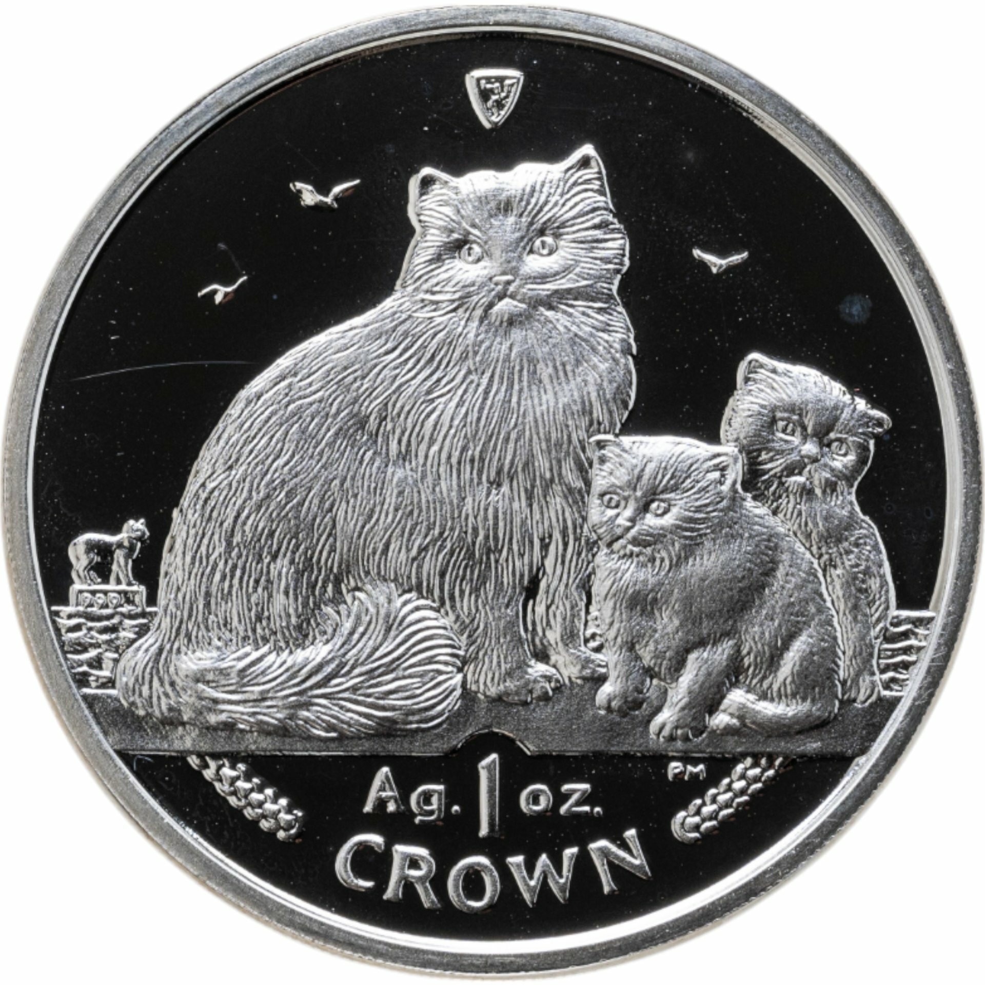 Остров Мэн 1 крона 2007 "Кошка Рэгдолл" в футляре, Серебро 999, в сохранности Proof