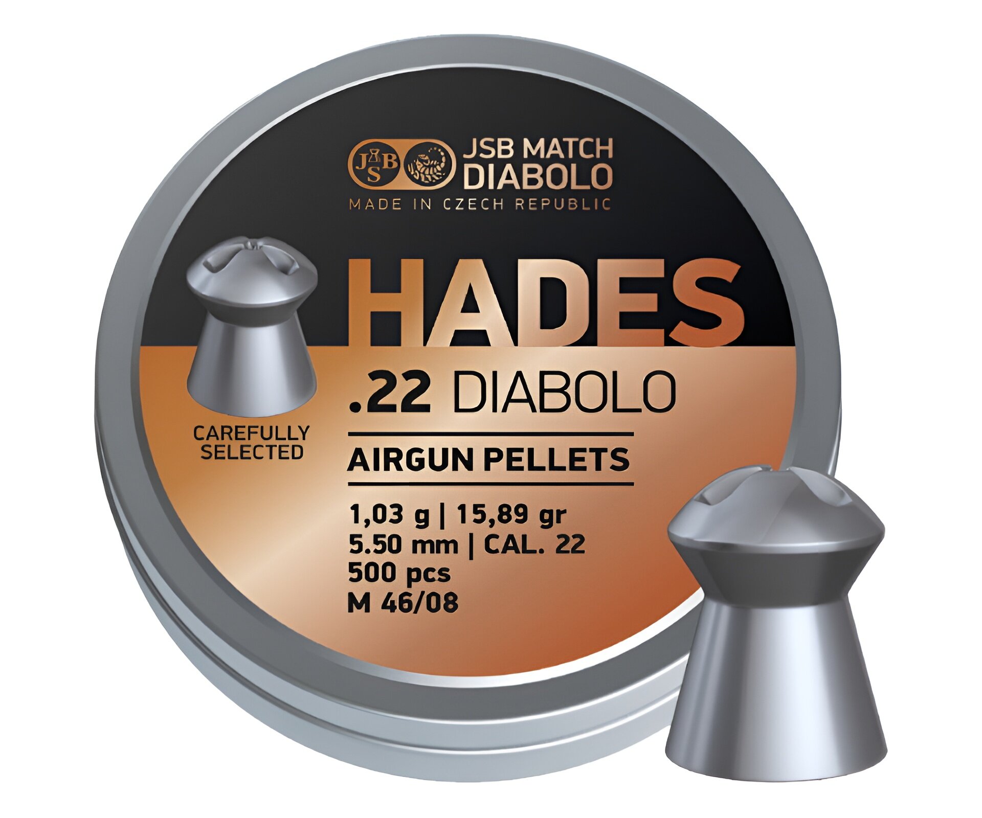 Пули JSB Hades Diabolo для пневматики, 5,5 мм, 1,03 гр, 500 шт.