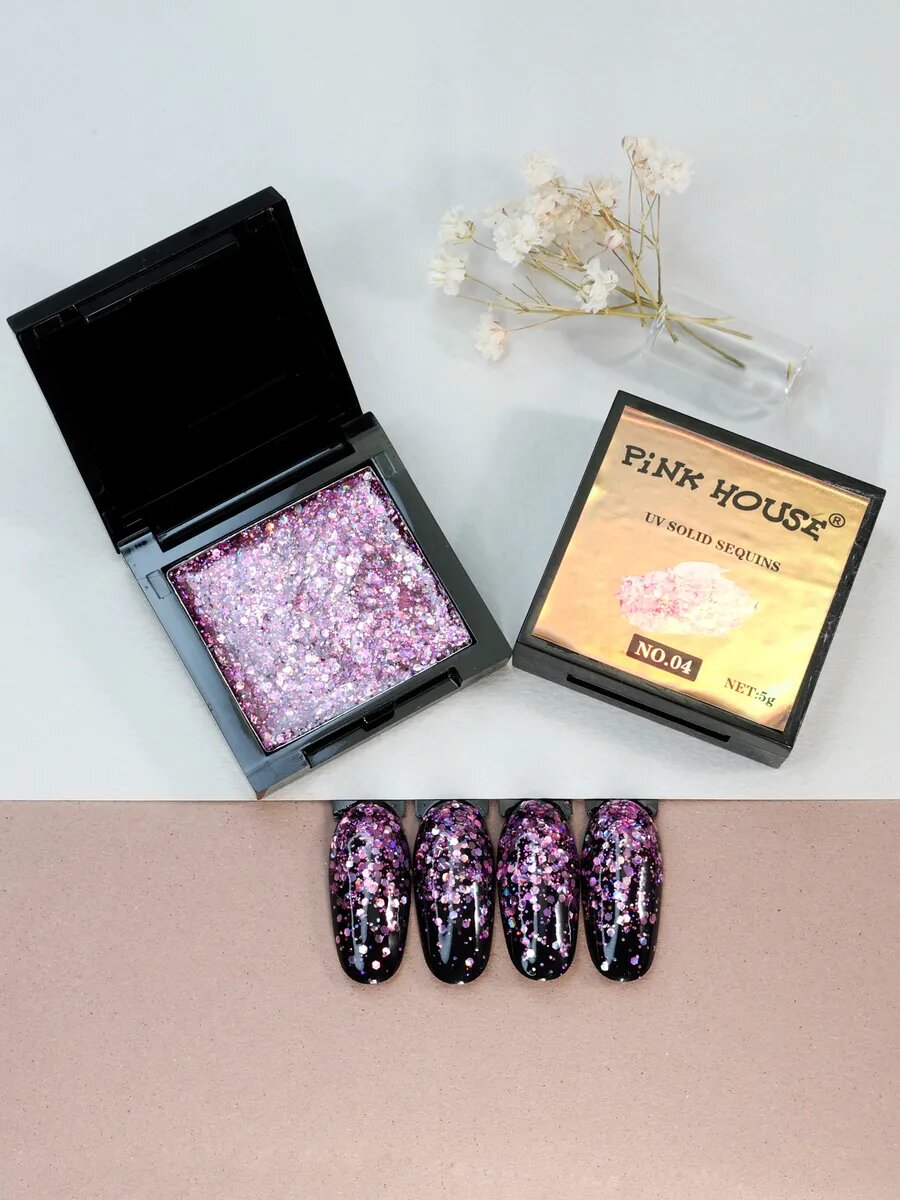 Гель-блестки палетка для ногтей