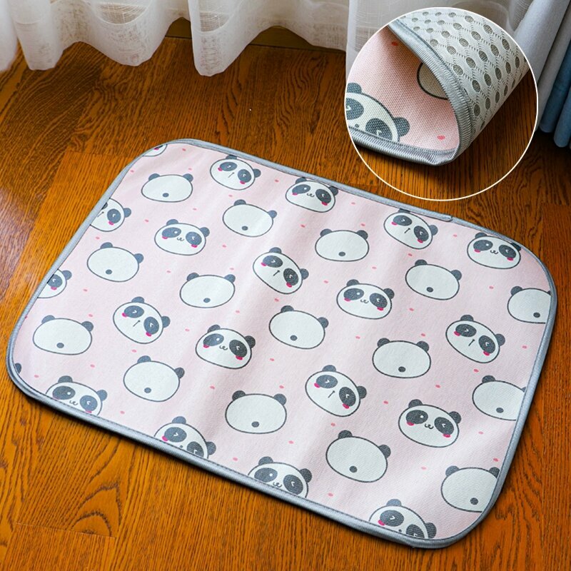 Спальный мат для собак с розовым пандой, 60x50 см, подходит для питомцев до 9 кг, мягкий изо льняной ткани