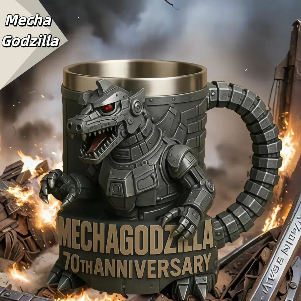 Кружка Резиновая стакан с изображением Годзилы (Godzilla 70th Anniversary 3D mug), 600 мл 14*12*11 CM, 1 шт