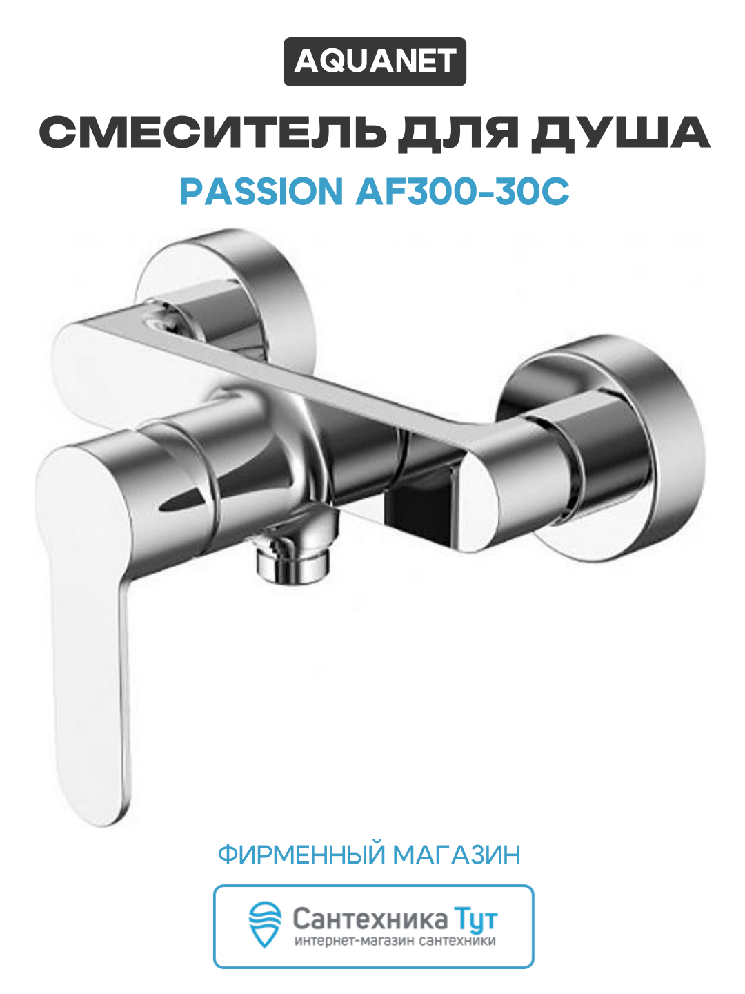 Смеситель для душа Aquanet Passion AF300-30С латунь на стену Россия