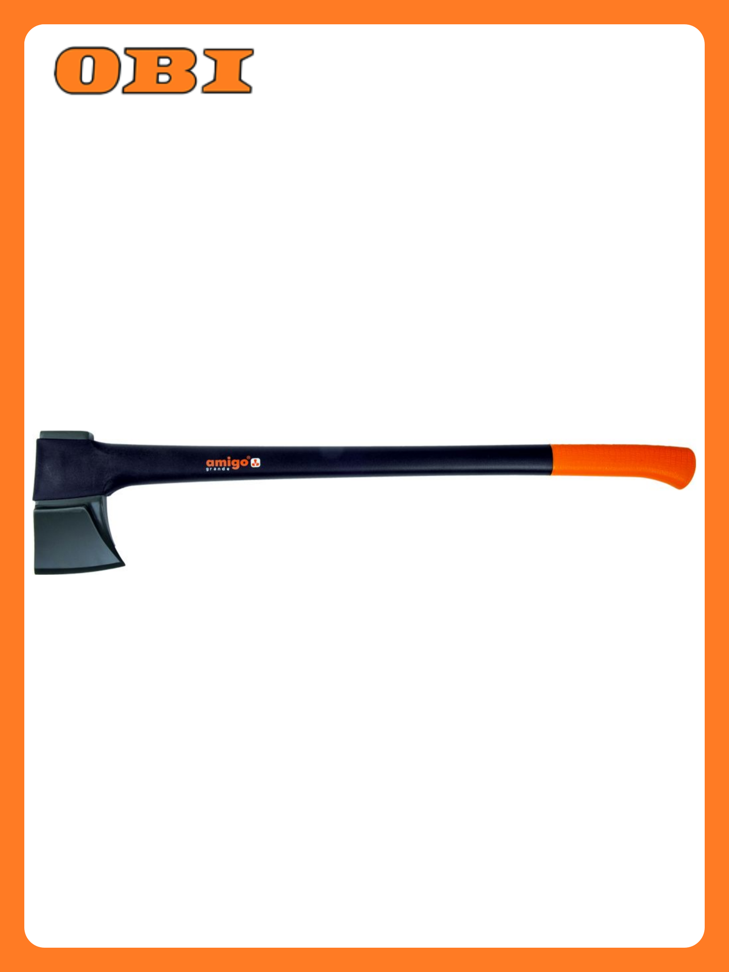 Топор-колун Amigo, эргономичная ручка, армированный нейлон, кованная сталь, черный, 1,65 кг