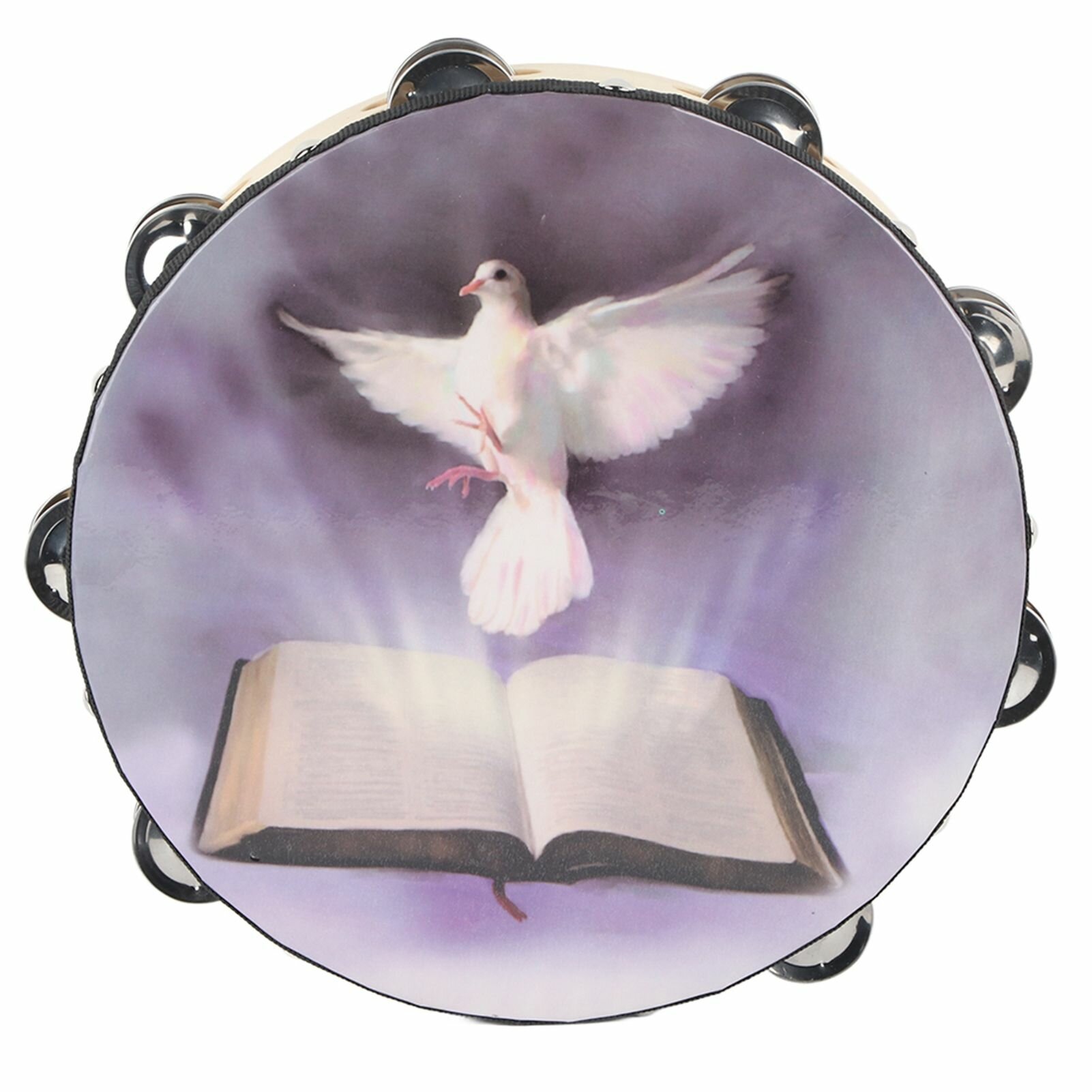 Двухрядный металлический бубен 25 см перкуссия для вечеринок и церковных мероприятий