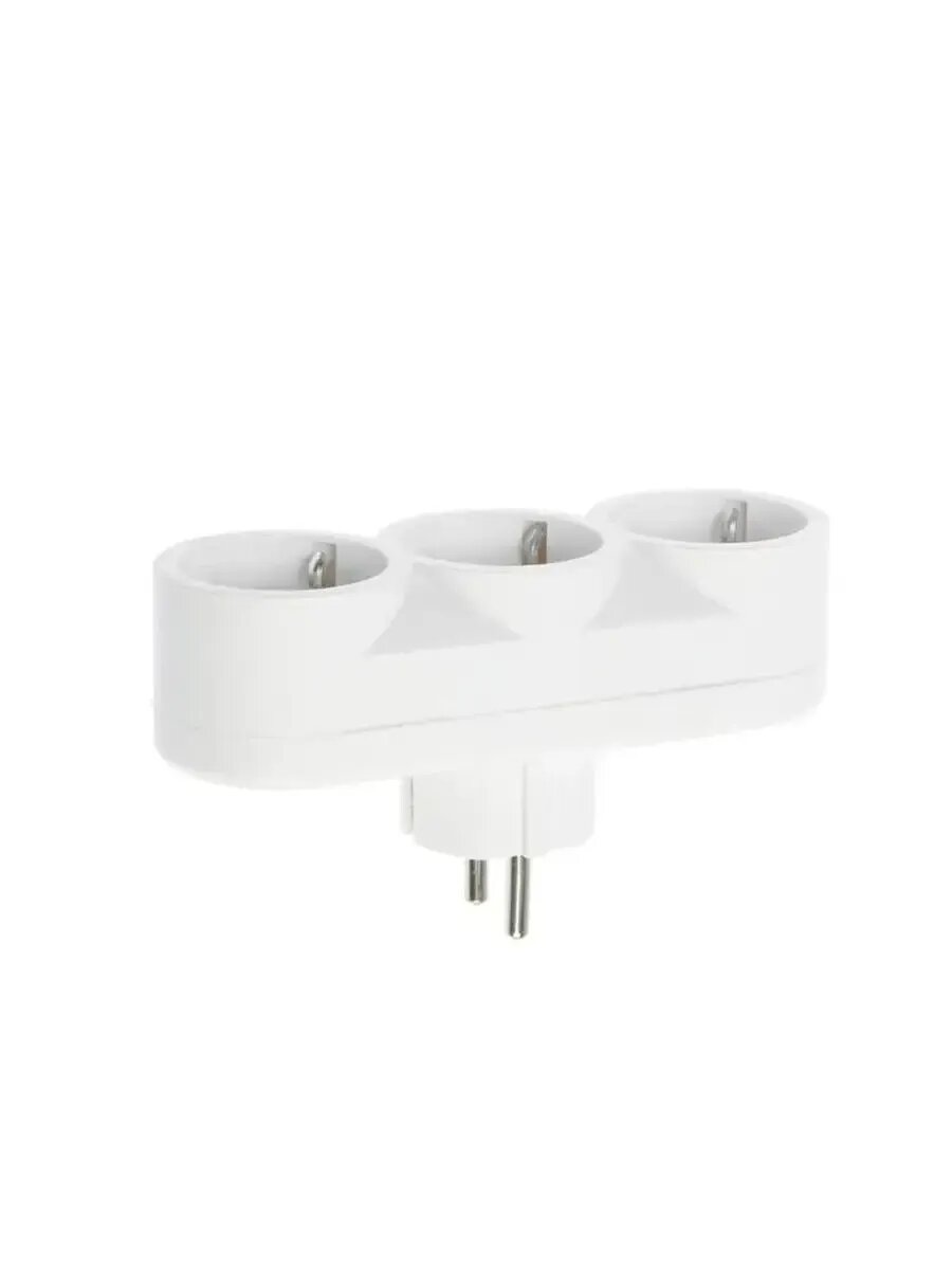 Разветвитель тройник для розетки с заземлением 16А