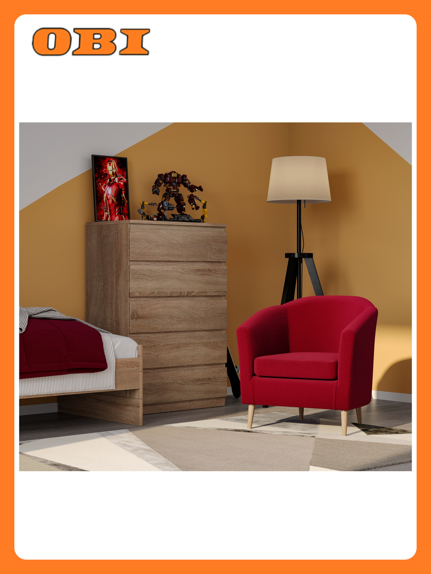 Кресло для отдыха ГУД лакк Тунне Twist 09 burgundi, с подлокотниками и ножками, текстиль