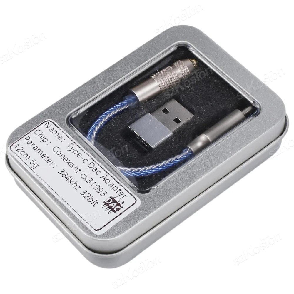 SZKOSTON Type-C DAC Adapter, Chip: CX31993, Blue