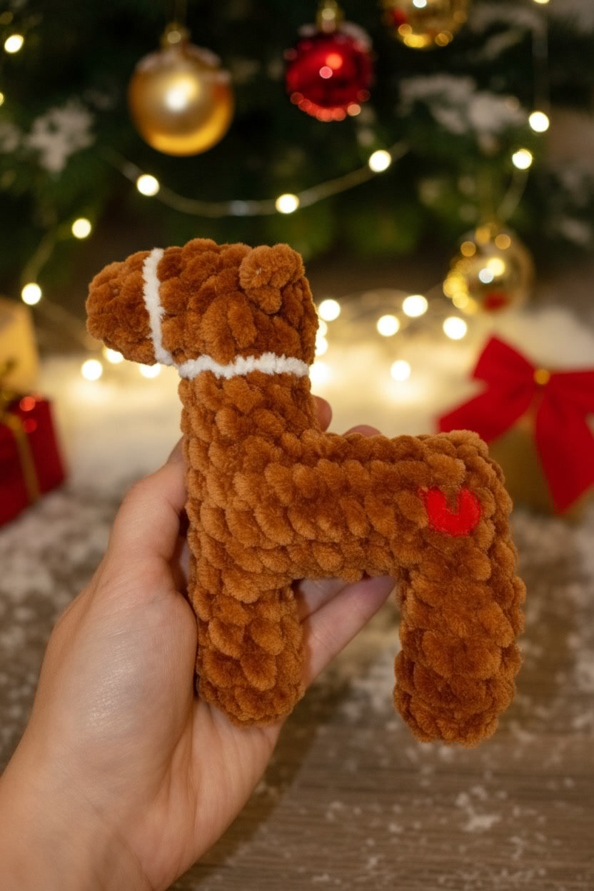 Вязаная игрушка лошадка - пряник, символ 2026, украшение на ёлку, подарок на Новый год и Рождество