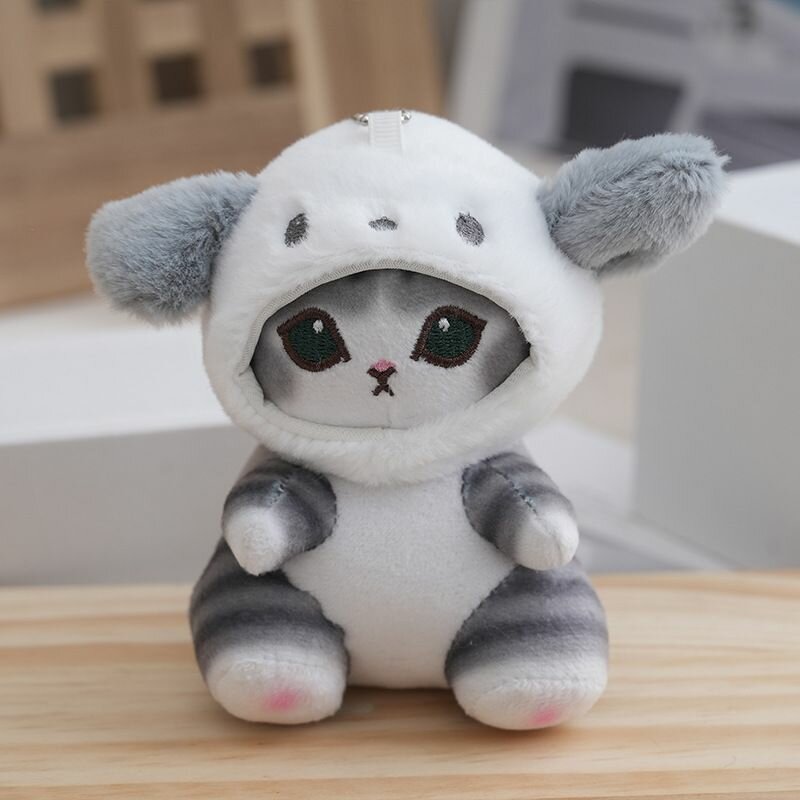 Мягкая плюшевая игрушка-брелок "Кошка-акула" от Sanrio, подарок с Пампомпурином