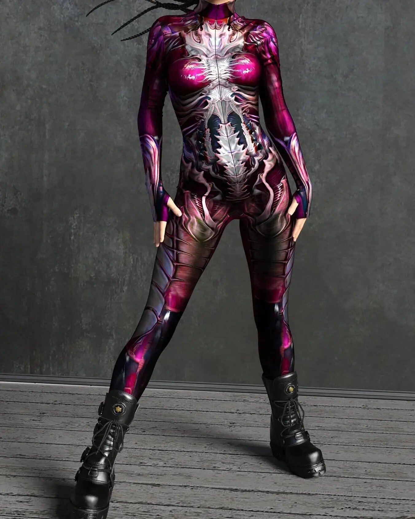 Cyber Mechanical Armor Комбинезон 3D принт Розовый, XXXL, 25-6