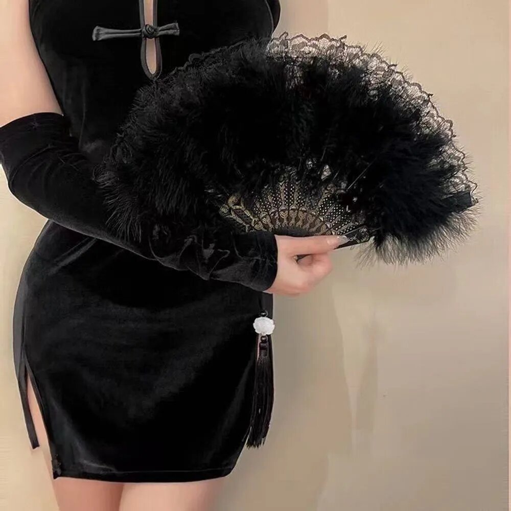 Женский Ретро кружевной веер из перьев - реквизит для фотосъемки