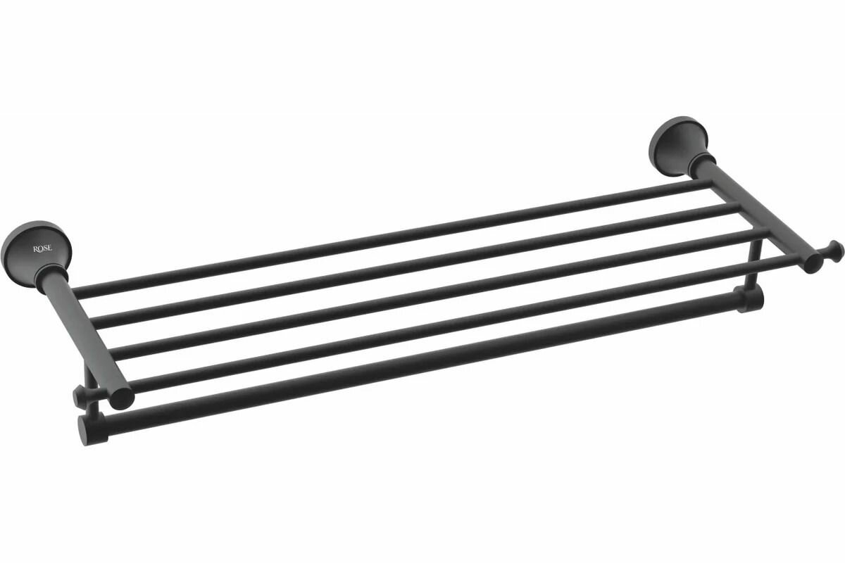 Полка для полотенец Rose RG1908H, нержавеющая сталь, настенная, черный