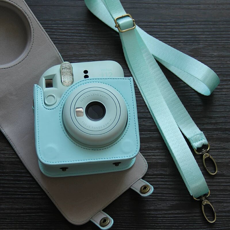 Мятный чехол с ремешком для Fujifilm Instax Mini12, легкий аксессуар для инстант-фотографии