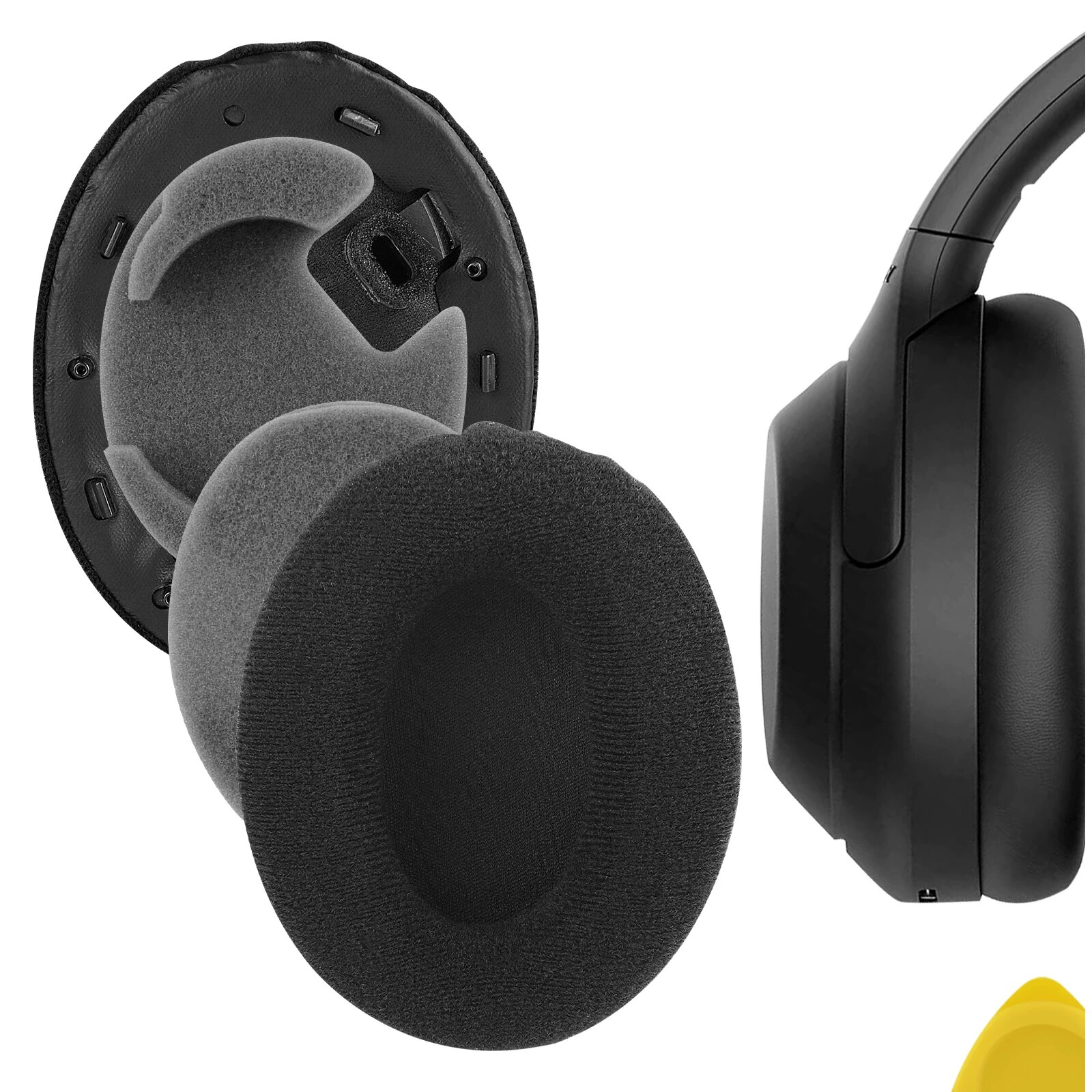 Заменяемые мягкие велюровые ушные накладки для Sony WH-1000XM4, черный цвет