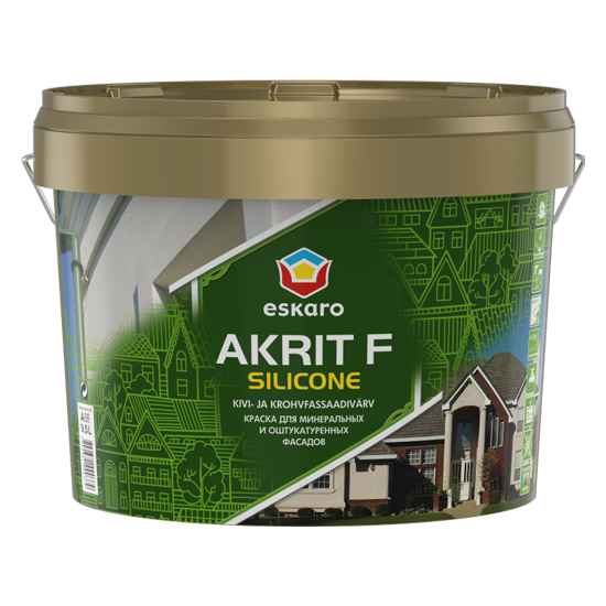 Краска ESKARO Akrit F Silicоne фасадная атмосферостойкая, База А (белая) 2,7л