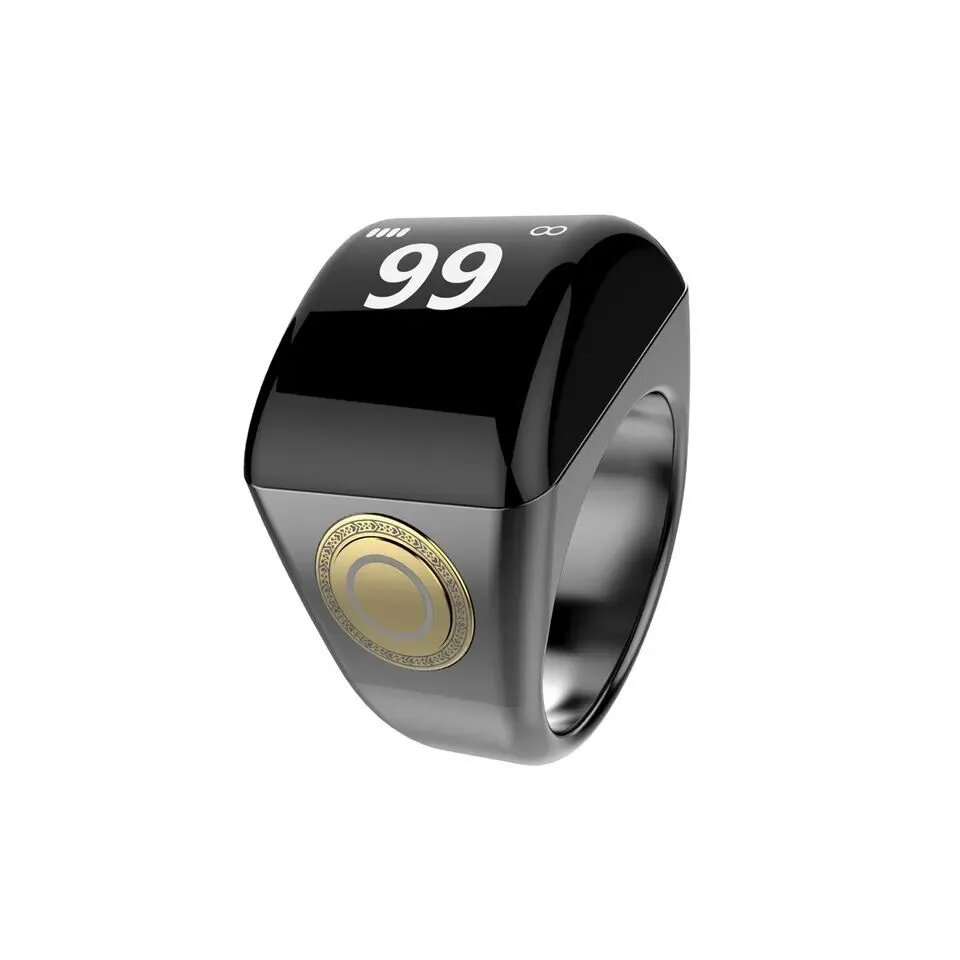 Умное кольцо тасбих Smart Tasbeeh ring с функцией подсчета молитв на экране. Золотой, размер 18, для ислама — фото 1
