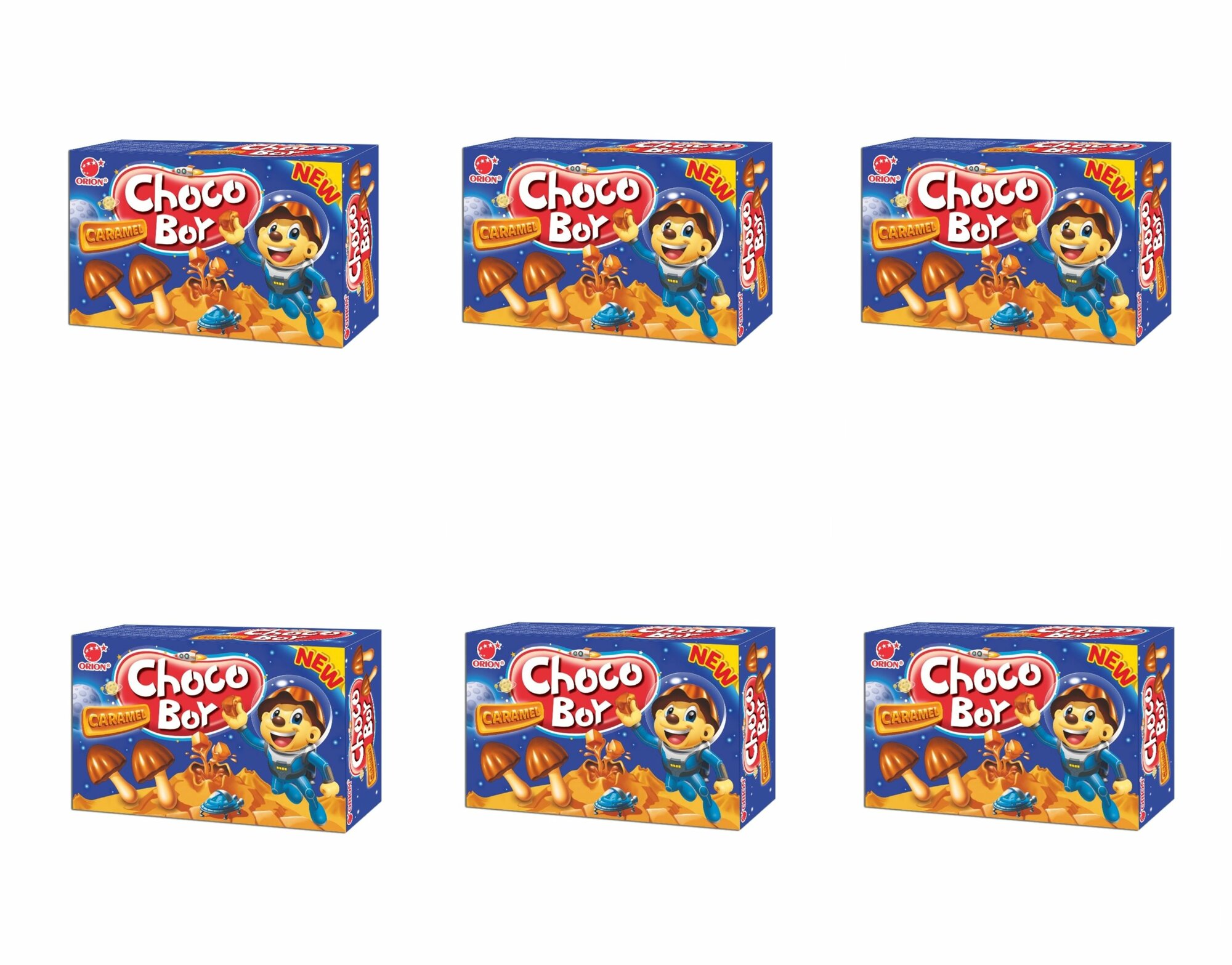 Orion Печенье Choco Boy, бисквитное, со вкусом карамели, 45 г, 6 уп