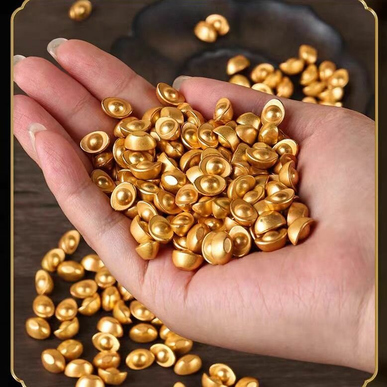 Сплошной золотой слиток, украшение для сбора богатства, золотой слиток, сокровищница, семена дыни, подарок на новоселье, привлечение богатства, домашний декор, церемония открытия