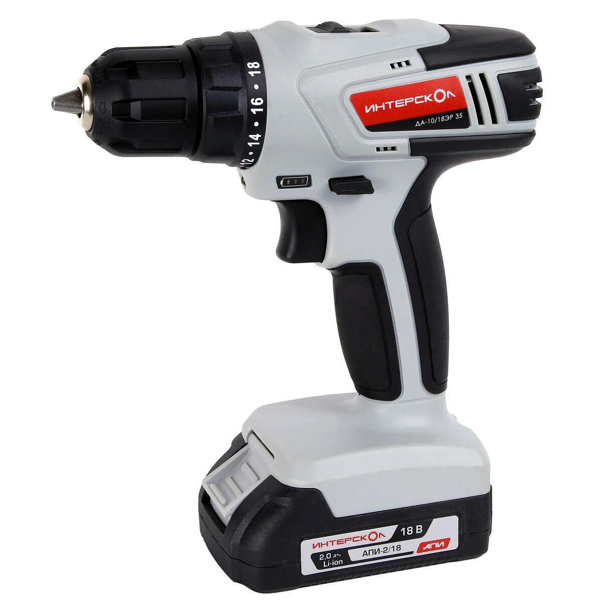 Дрель-шуруповерт акк Интерскол ДА-10/18ЭР 35 промо 18V*2Ah Li-Ion 35Нм 2Акк ЗУ