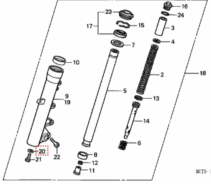 Шайба болта (масло) вилки мотоцикла Honda; Артикул Honda: 52442KA3731 (Оригинал)