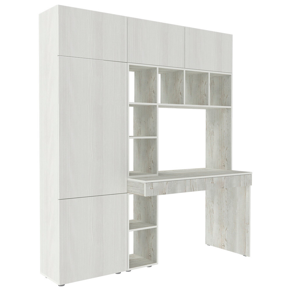 Стол письменный со стеллажом и шкафом 1800 Винтерберг Белое Дерево