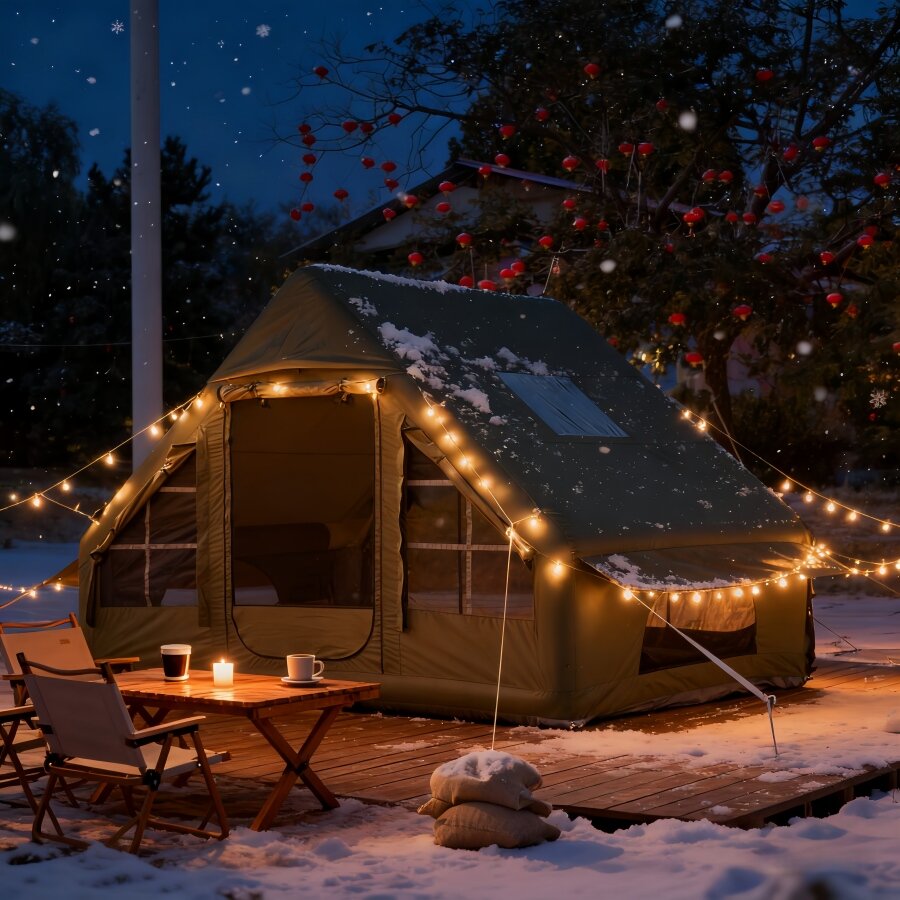 Зелёные кемпинги на открытом воздухе, надувные палатки, 6,3 квадратных метра, доступны для шести человек