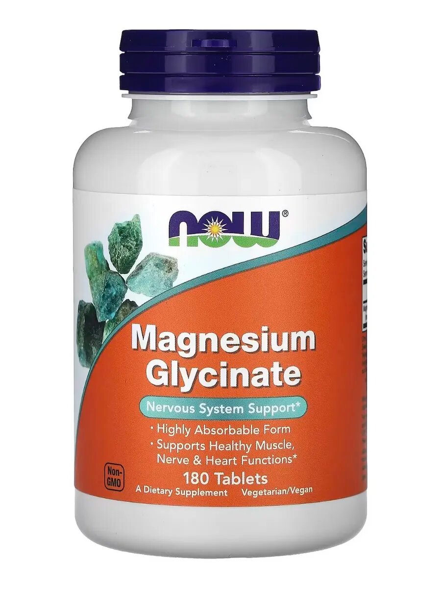NOW Magnesium Glycinate, Магний Глицинат - 180 таблеток