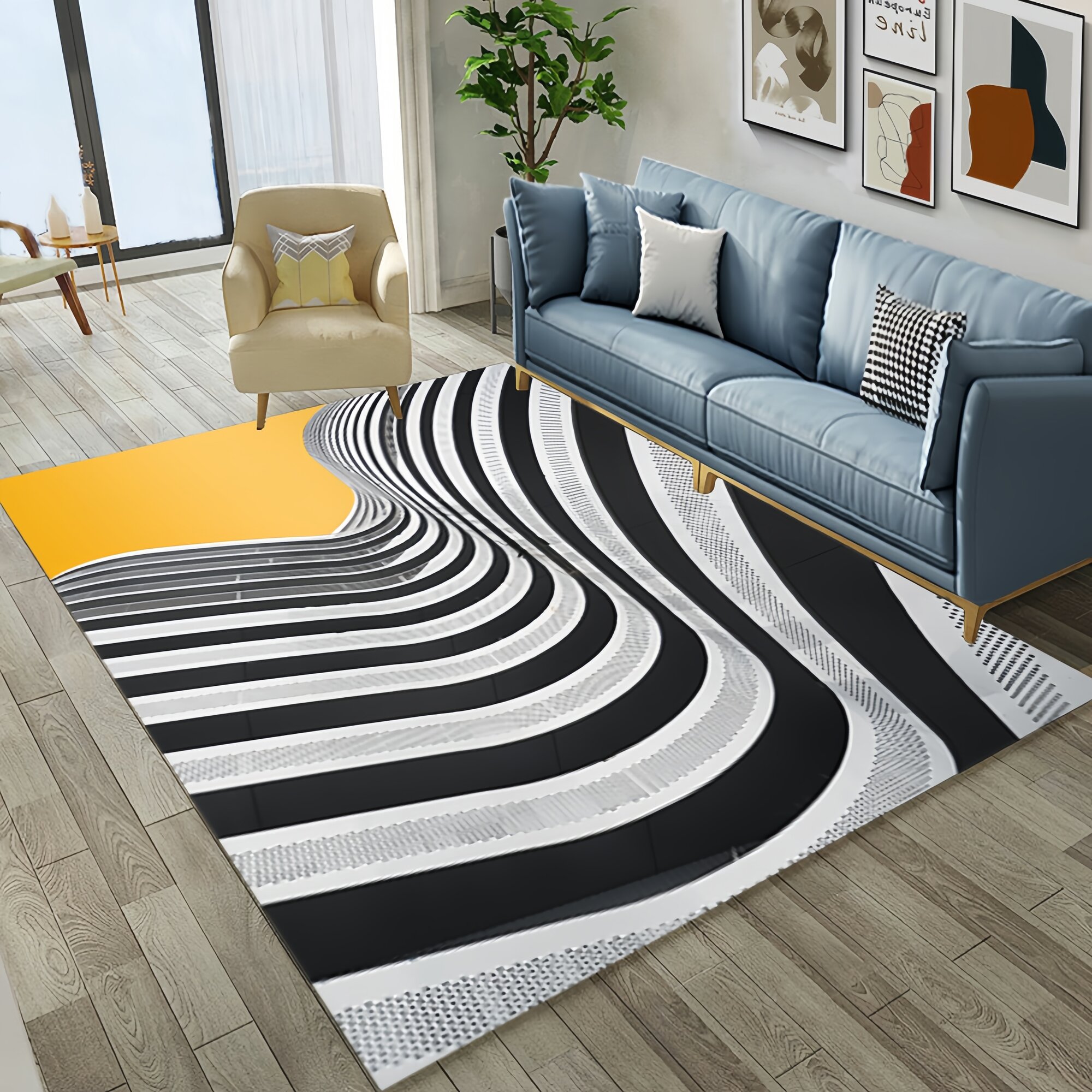 Прямоугольный ковер для гостиной, спальни / скандинавский стиль / без потери цветаКристаллический бархат，1.2*1.6 m