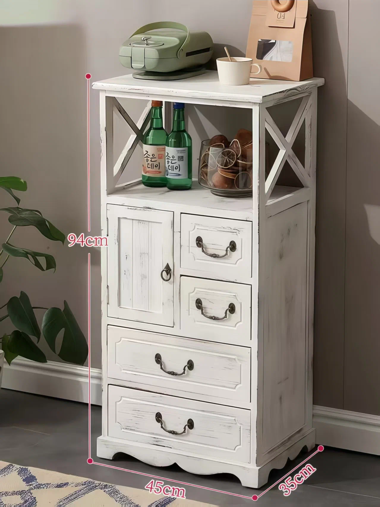 Комод из цельного дерева, простое хранение в стиле ретро, многослойный