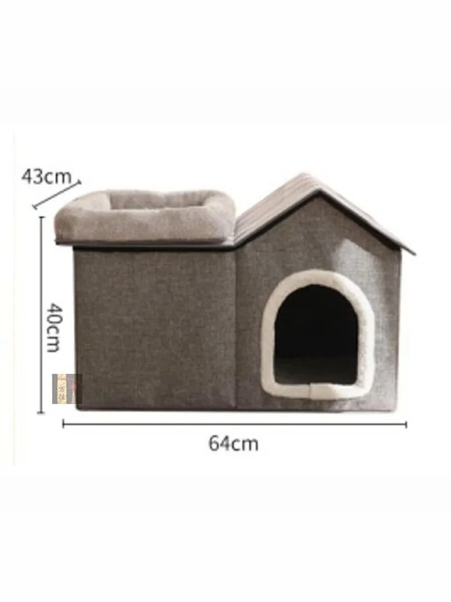 Новый Домик для кошек собак в виде дома с верхней площадкой, мягкой тканью, закрытый, для мелких питомцев, зимой и дома