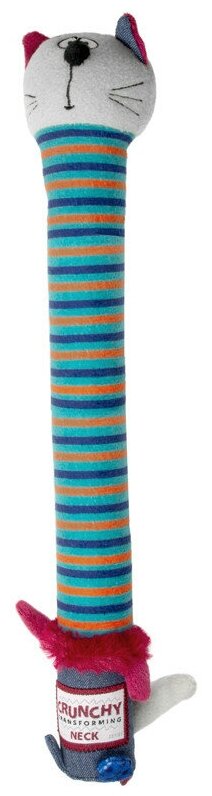 GiGwi CRUNCHY NECK игрушка для собак Кот с хрустящей шеей и пищалкой, 32 см
