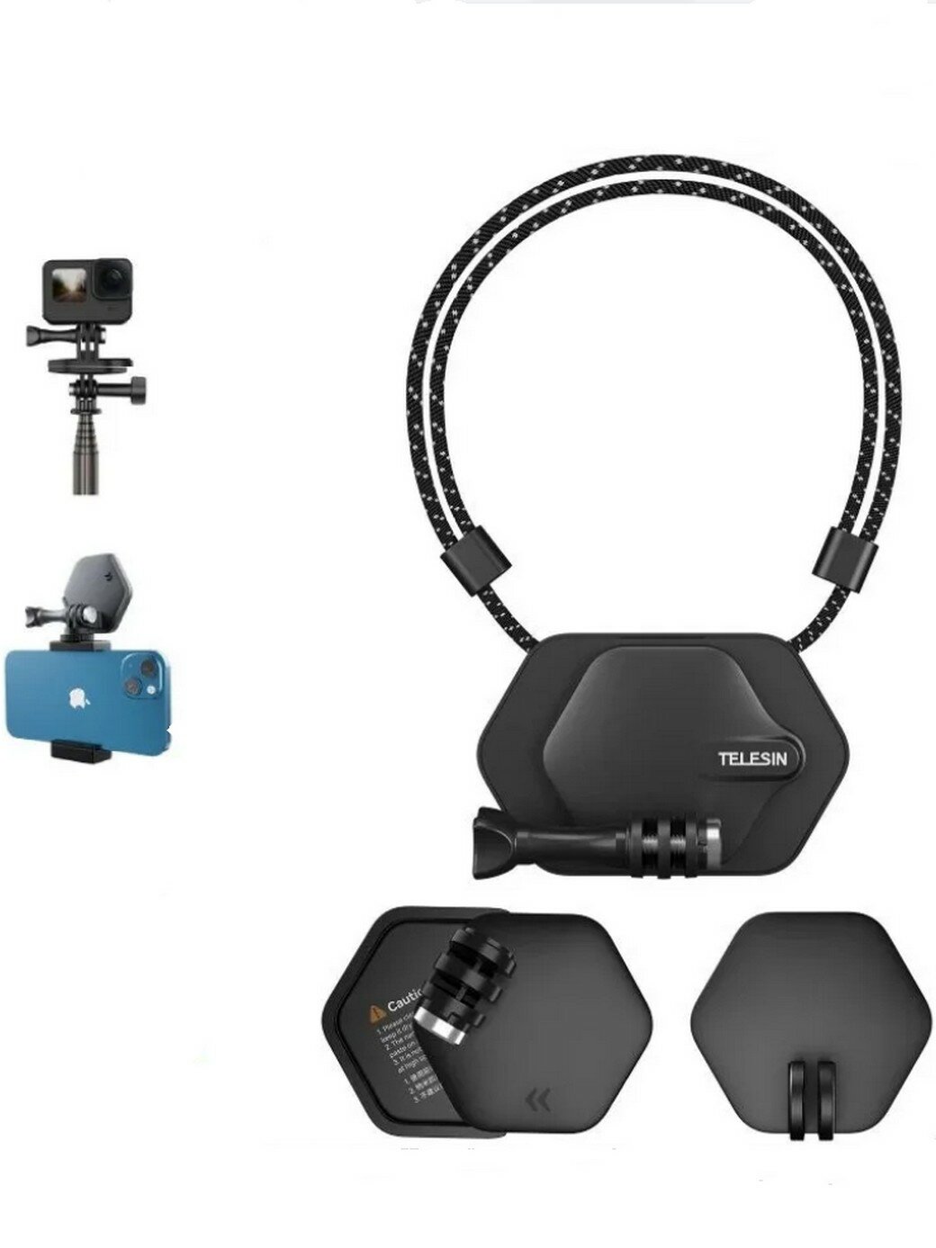 Крепление магнитное Telesin на шею для GoPro, смартфона, чёрное