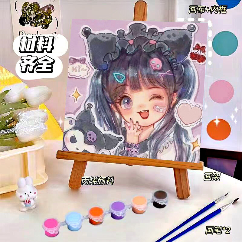 Цифровая картина маслом 20*20, аниме, раскраска маслом, ручная роспись маслом, декор для спальни.