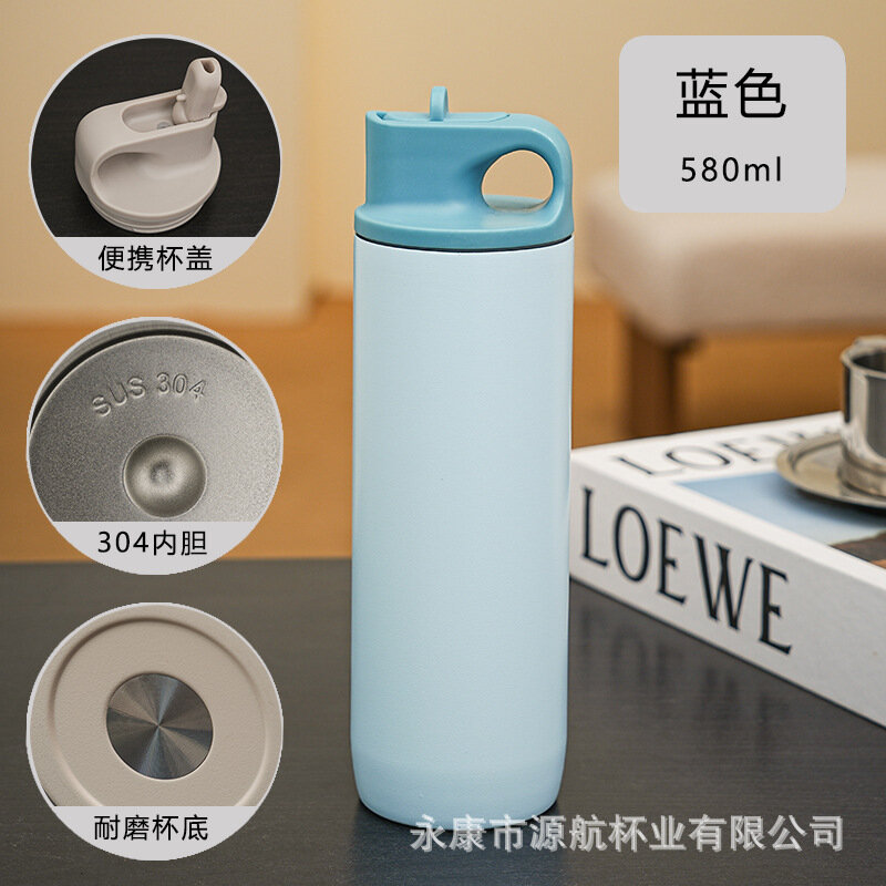 Японский стиль, простая ручка, кофейная чашка из нержавеющей стали 304 с трубочкой, вакуумная изолированная чашка для холодной и горячей воды для активного отдыха