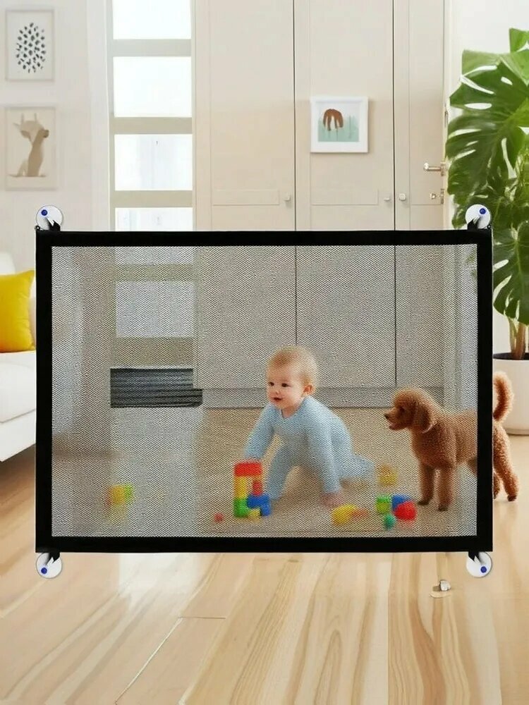 Раздвижная защитная дверь, черный/ограждение для защиты детей и животных/забор, лестница, стремянка