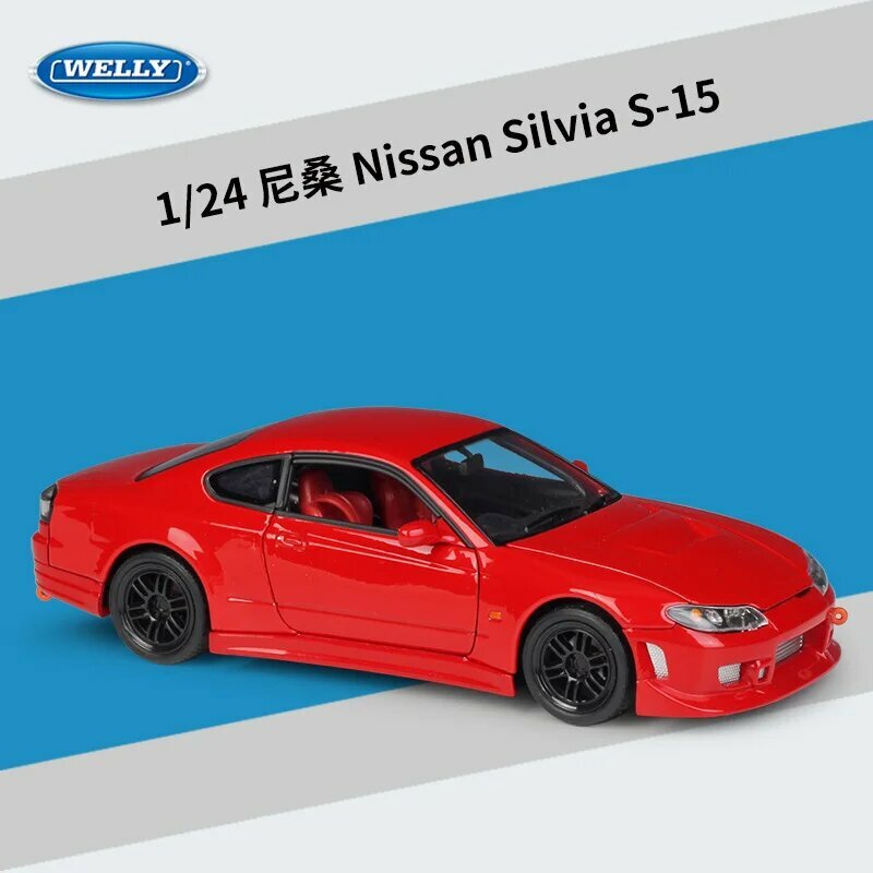 WELLY 1/24 Nissan Silvia S15 металлическая модель автомобиля Red