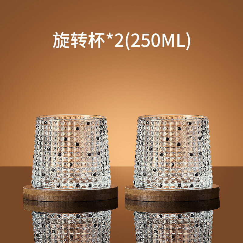 Bangbeibei толстое цветное стекло креативная вращающаяся рюмка для виски ручная роспись кружащаяся чашка с деревянным поддоном декомпрессионная чашка