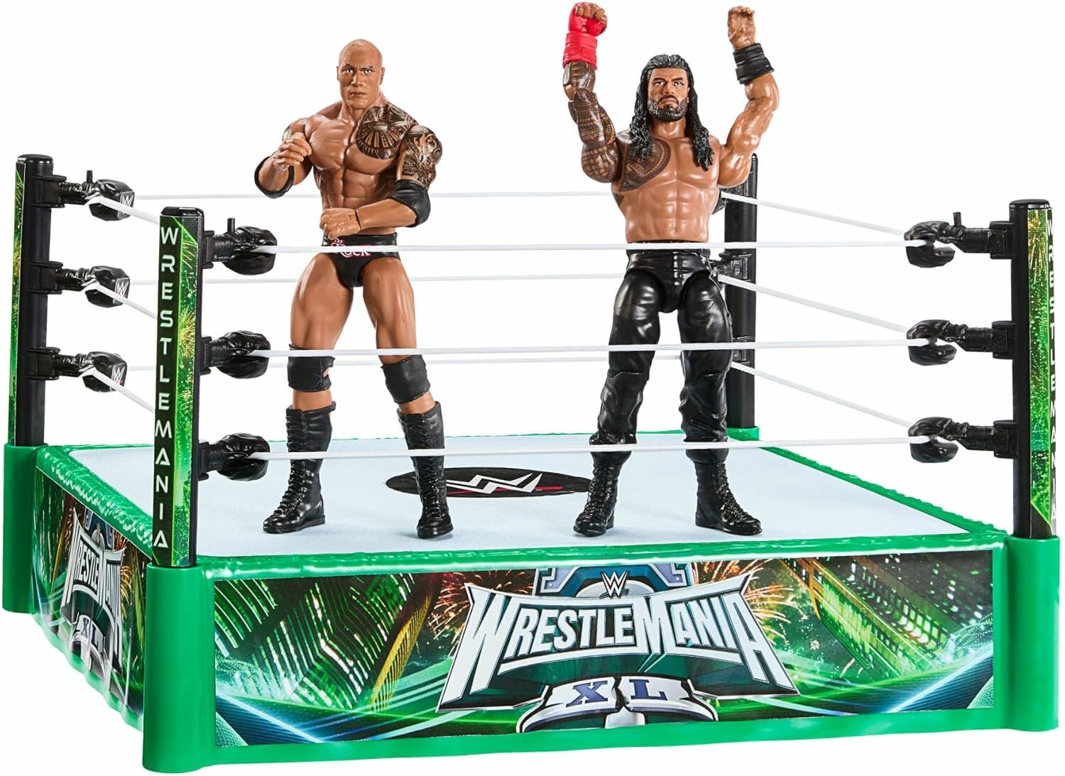 Фигурка Mattel WWE Bloodline Rules - Набор Ринг и 2 фигурки суперзвезды The Rock и Roman Reigns - JNB02