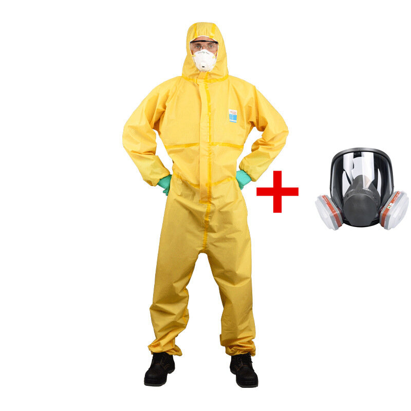 Легкий химически защитный костюм Kunzeer K4000, противогаз, защитный щиток для лица, защита от ядерного излучения, химически защитная одежда, устойчивая к кислотам и щелочам
