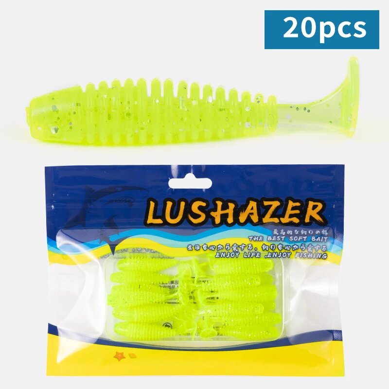 LUSHAZER 20 шт./пакет мягкая приманка ПВХ тонущая 35/45 мм рыболовная приманка для окуня силиконовое снаряжение для ловли карпа приманки