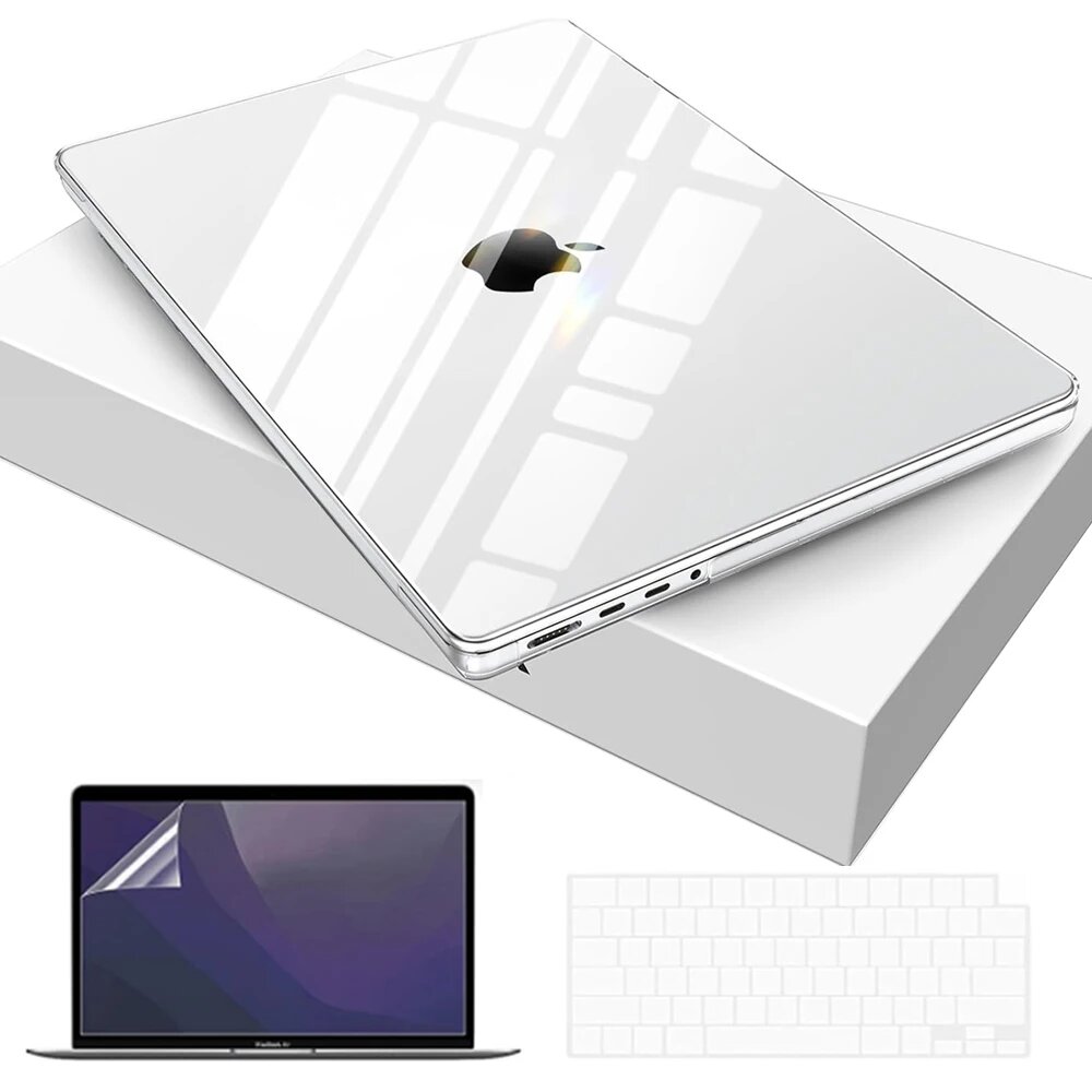 Чехол для MacBook Air 13.6", MacBook Pro 14/16", Air 15 M4 M3 M2, EU Keyboard Skin, 3PCS-Clear