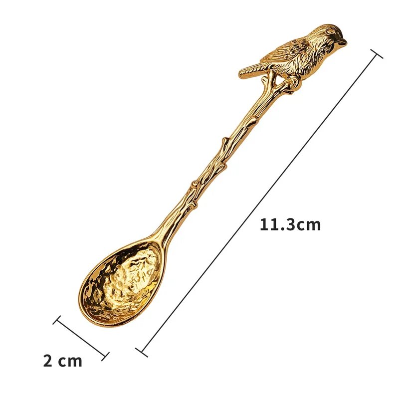 11 см ретро металлическая кофейная ложка стрекоза цветок в форме птицы мороженое торт десерт ложка для смешивания молока чайная ложка кухонная посуда