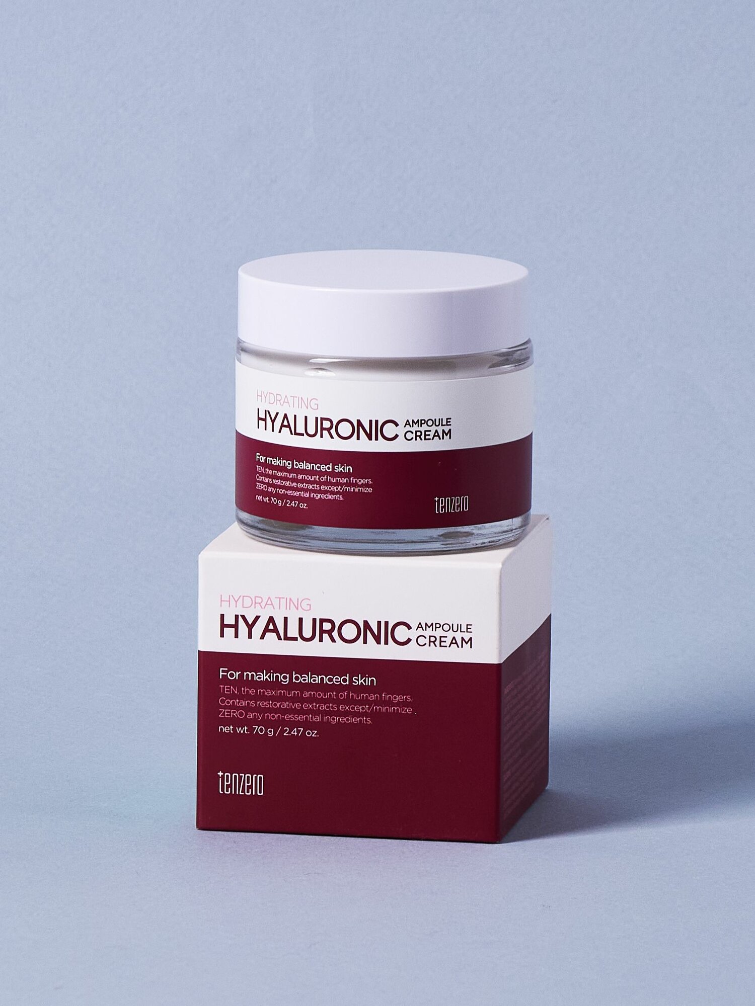 TENZERO Ампульный крем для лица с гиалуроновой кислотой 70г Hydrating Hyaluronic Ampoule Cream 2X