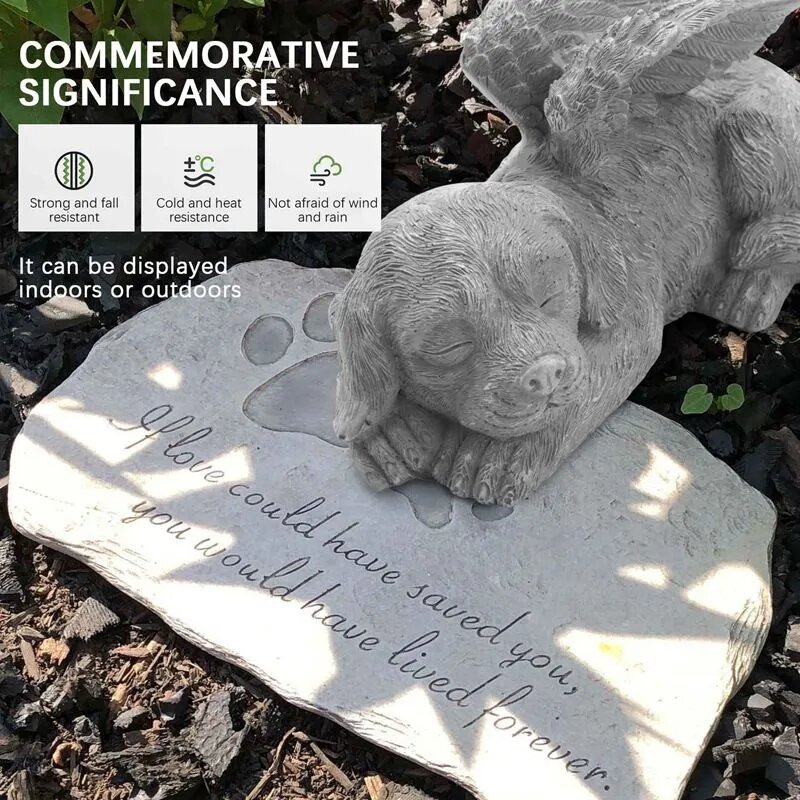 (G A J Надгробная плита с надписью Памятник собаке-ангелу, резная статуя, смола, каменная отделка